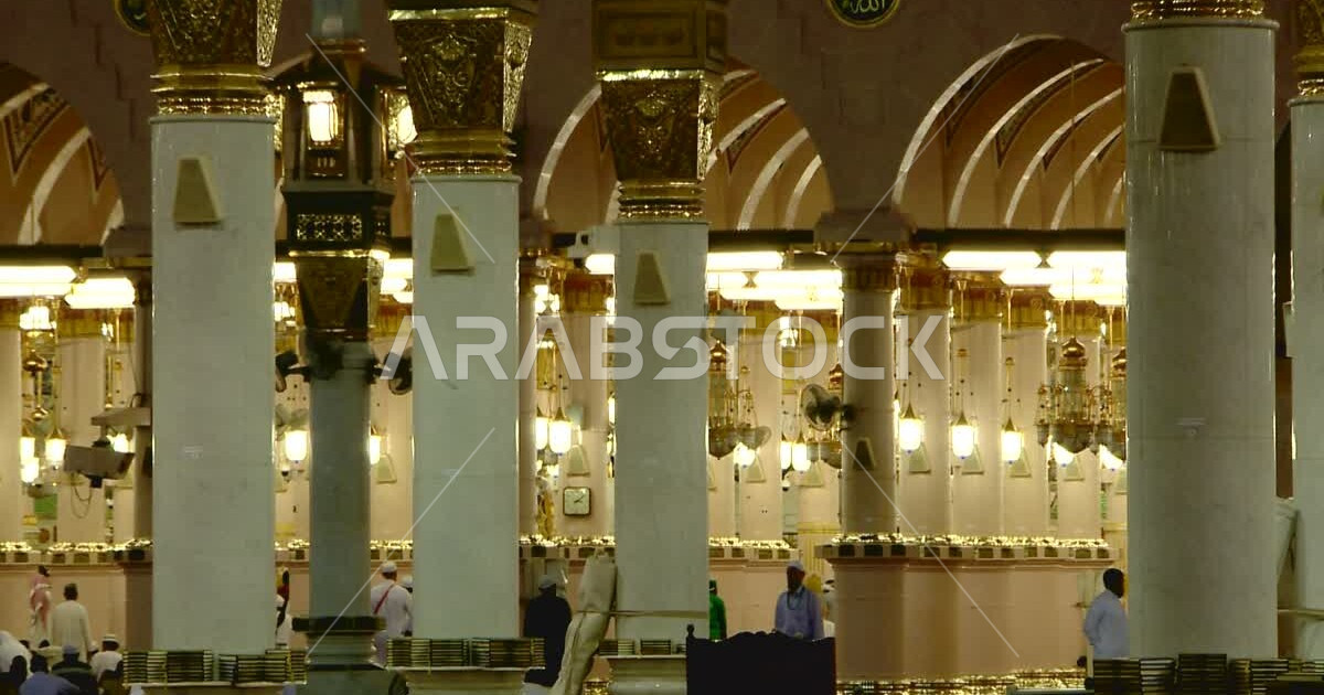 A close-up depiction of the arches and columns with interior ...