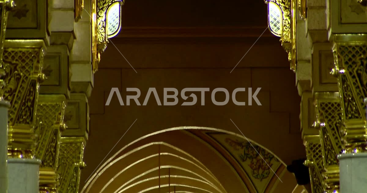 A close-up depiction of the arches and columns with interior ...