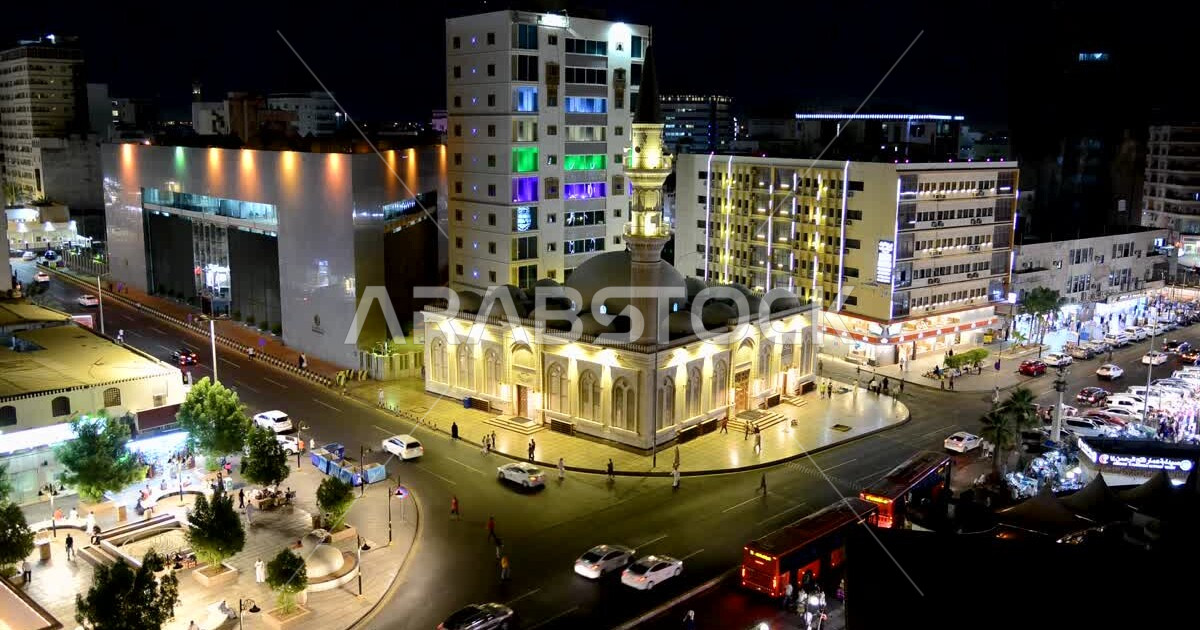 Old Jeddah landmarks in the historic country, aerial drone photography ...