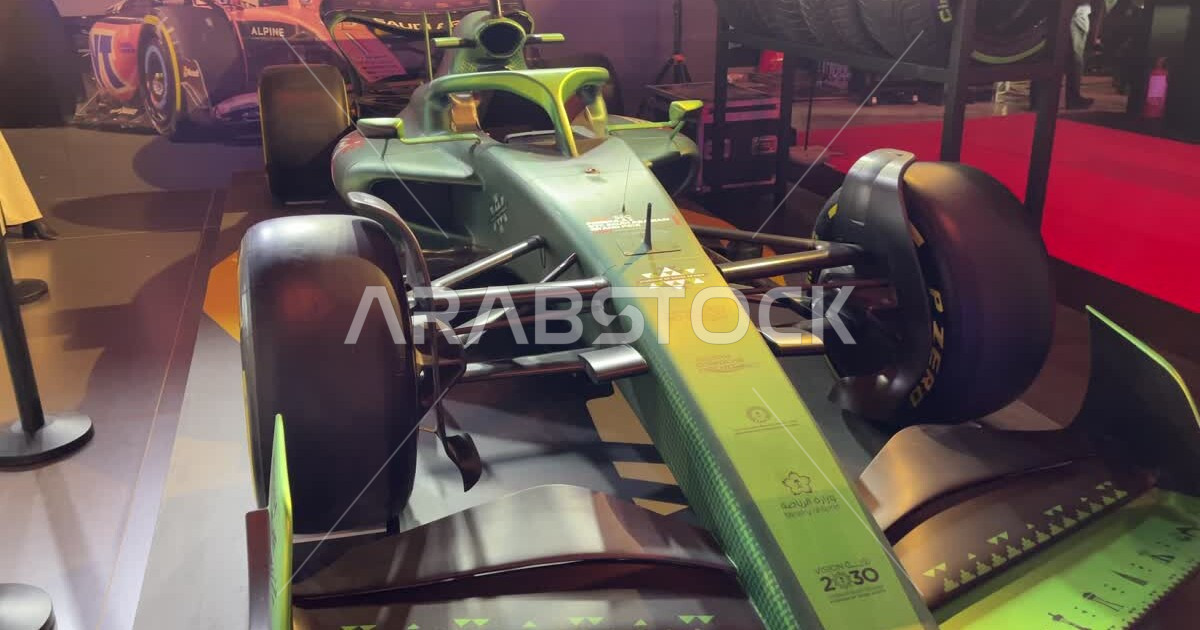 Close-up photography of a green racing car at Riyadh Season events ...