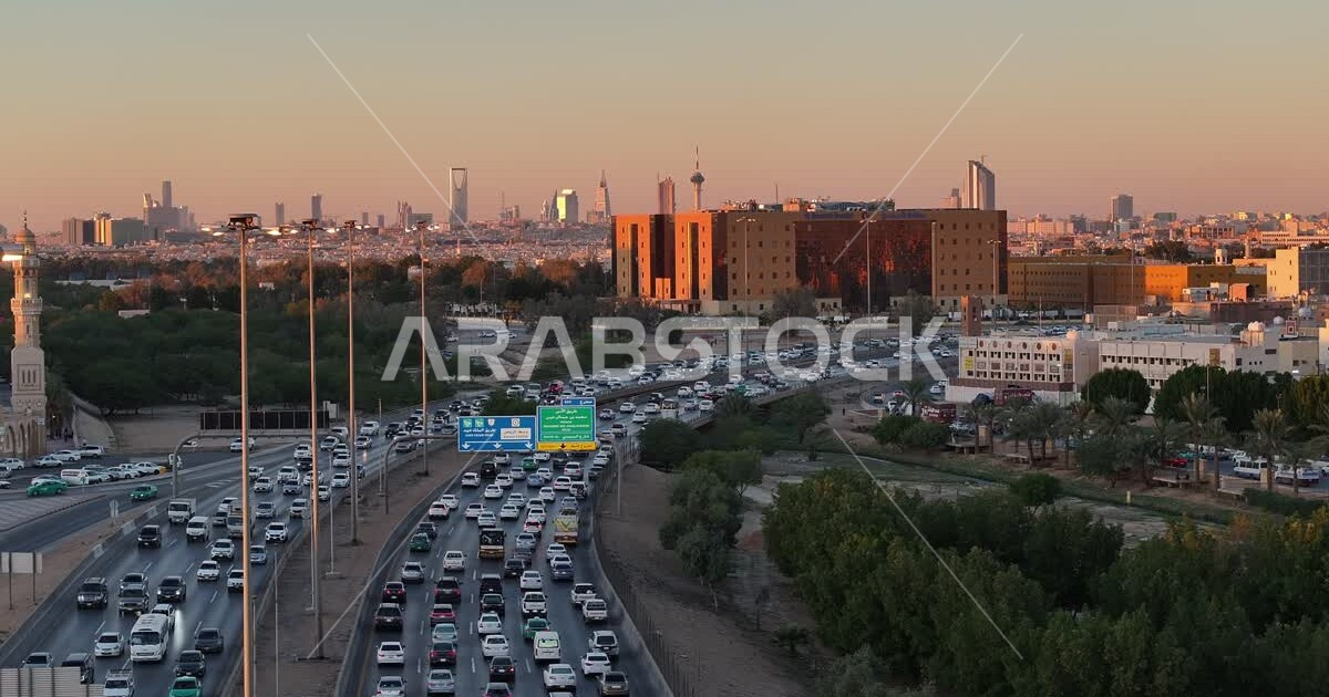 Traffic congestion on the public road, drone photography of car traffic ...