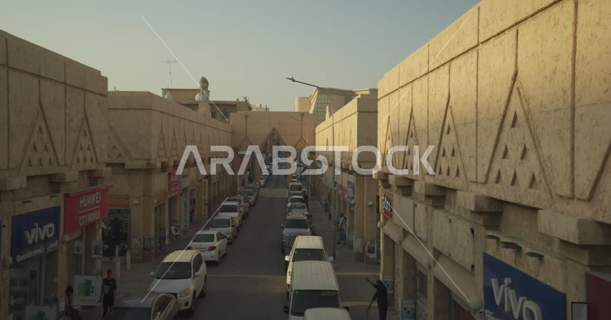 Traditional architectural style in building, paved streets and roads in ...