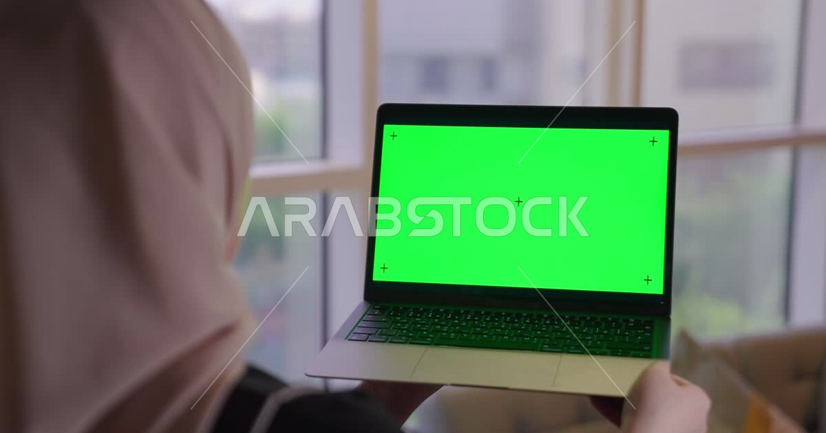 Working on a computer, using modern and advanced technology devices and ...