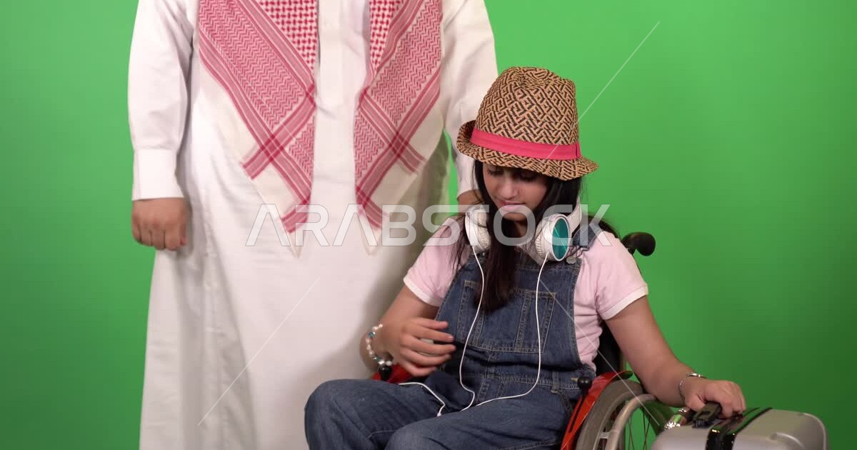 A chroma of a Saudi Arabian girl who is wheelchair-bound with her ...