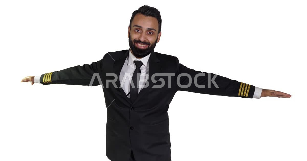 Portrait of a successful Saudi Gulf pilot, who works in the aviation ...