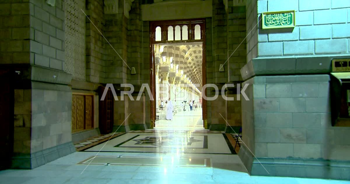 Othman bin Affan’s door in the Prophet’s Mosque, performing prayers in ...