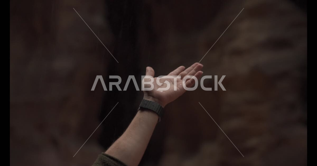 Rainy winter weather in the Kingdom of Saudi Arabia, close-up ...