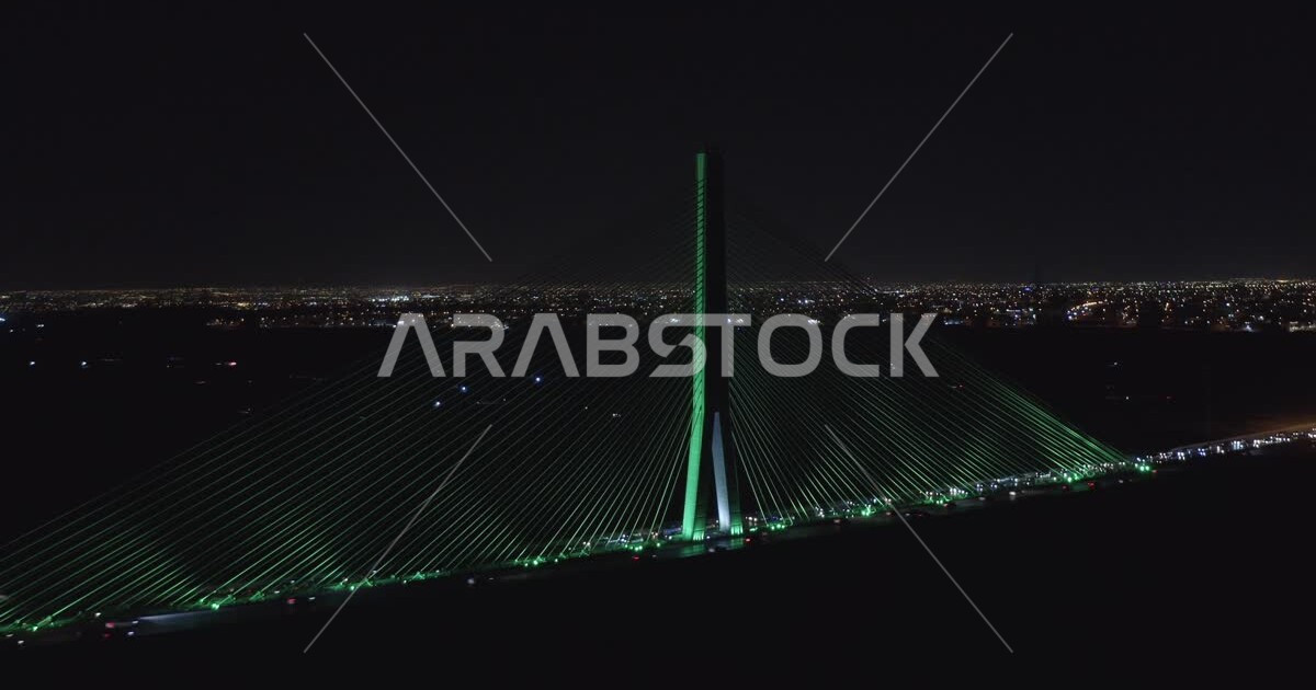 The cable-stayed suspension bridge overlooking Wadi Laban in Riyadh ...