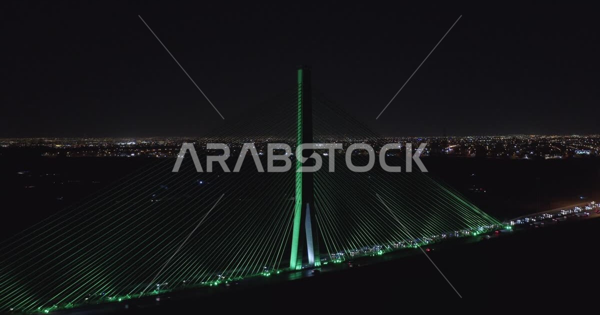 The cable-stayed suspension bridge overlooking Wadi Laban in Riyadh ...