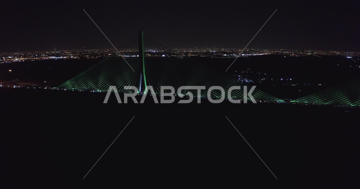 A view of the cable-stayed suspension bridge over Wadi Laban in Riyadh ...