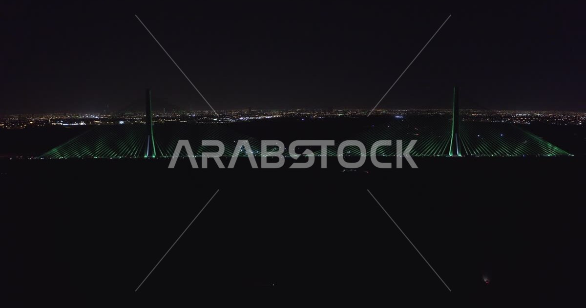 A view of the cable-stayed suspension bridge over Wadi Laban in Riyadh ...