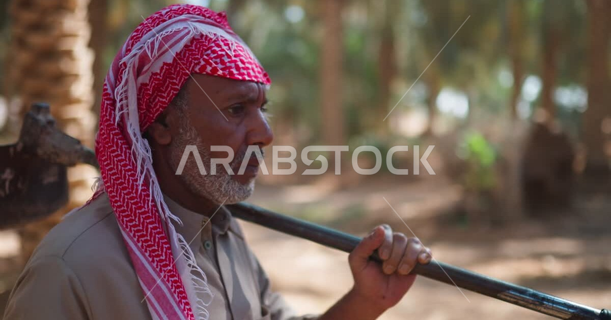 The concept of the professional life of Saudi workers, a close-up slow ...
