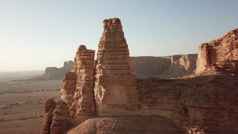 An aerial photo of the foundation stone of the Qiddiya city project ...