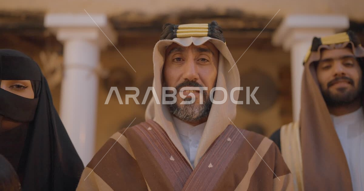 The founding of the Saudi state in 1727 AD, a close-up depiction of a ...