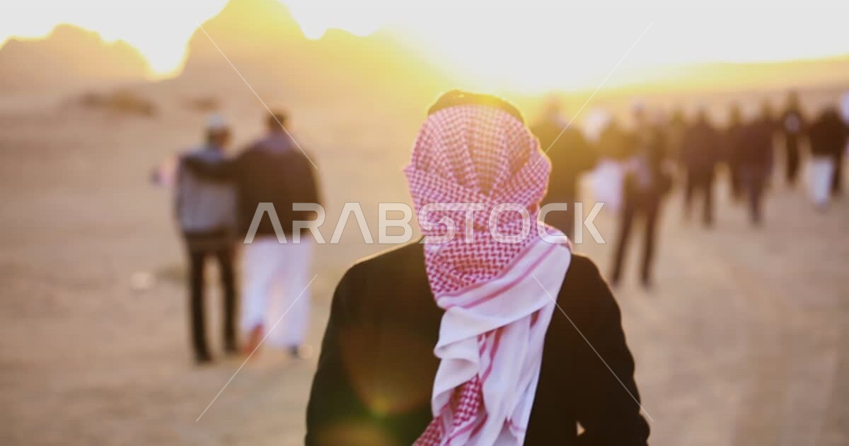 A Saudi Arabian Gulf man on a recreational trip in the desert of Saudi ...