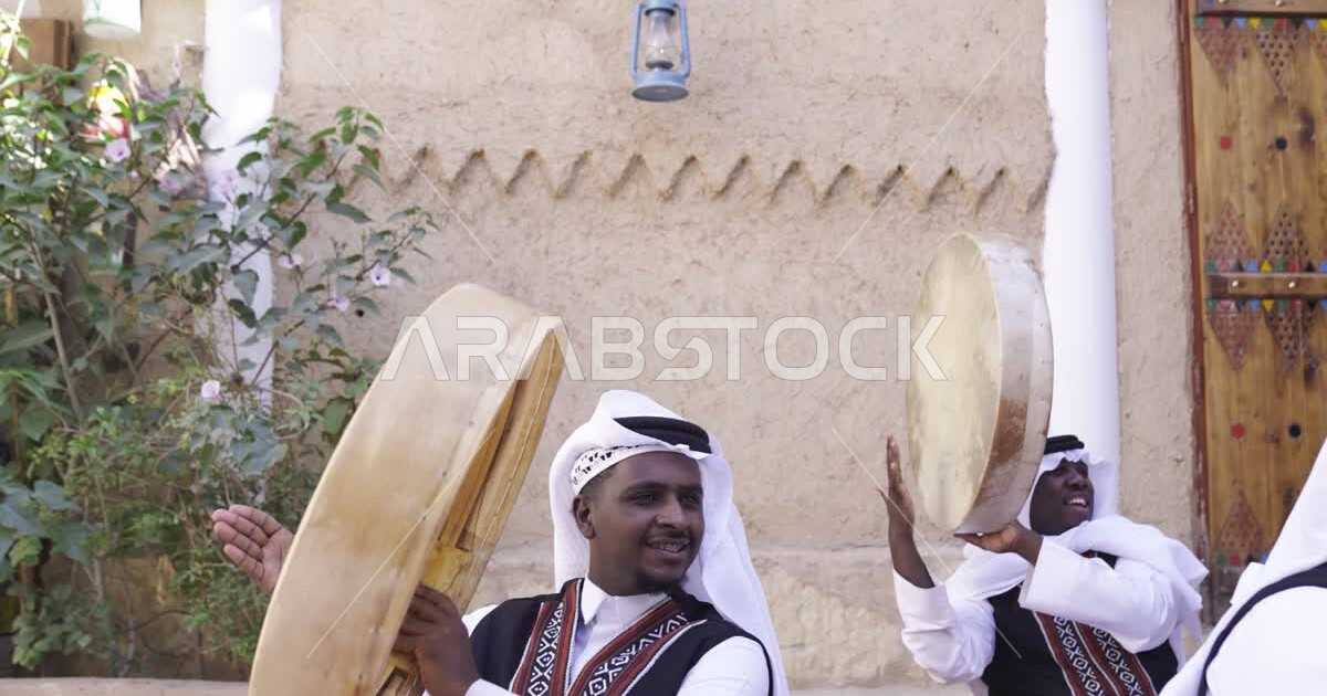 Old decorated wooden doors, drumming to celebrate Badina Day 1727 AD ...