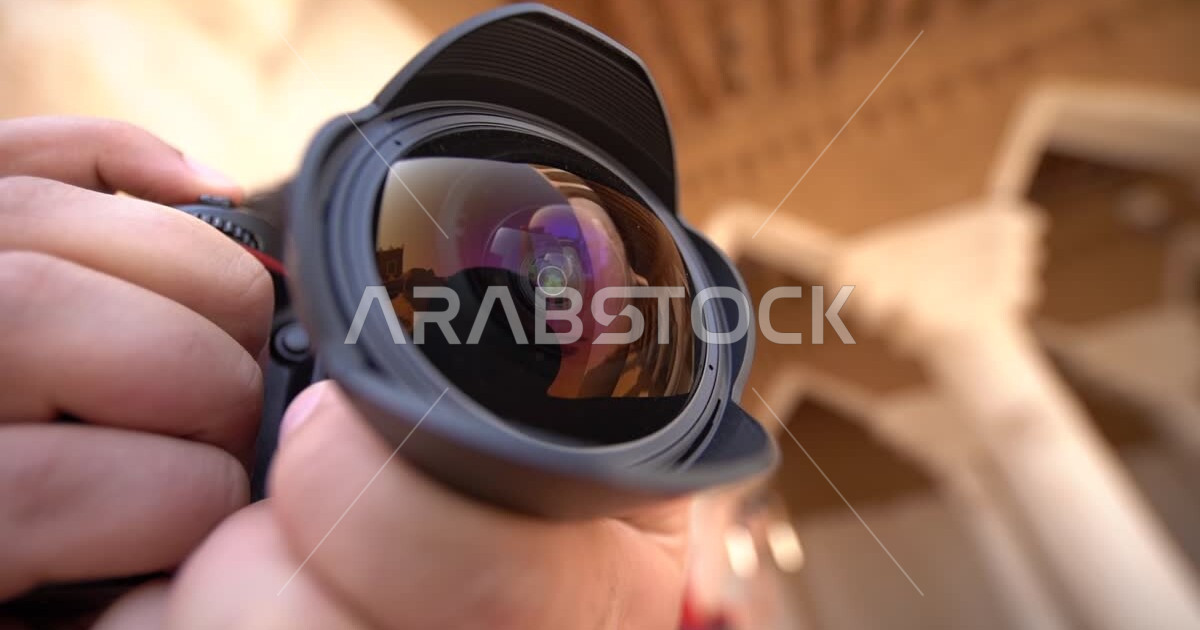 Archaeological mud buildings, close-up photography of a photographic ...