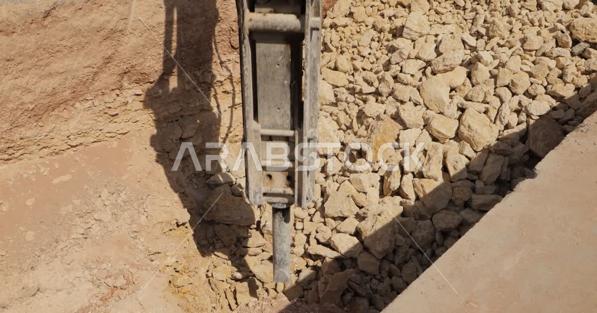 Powerful Hydraulic Hammer Crushing Rocks in Construction Site - Video ...