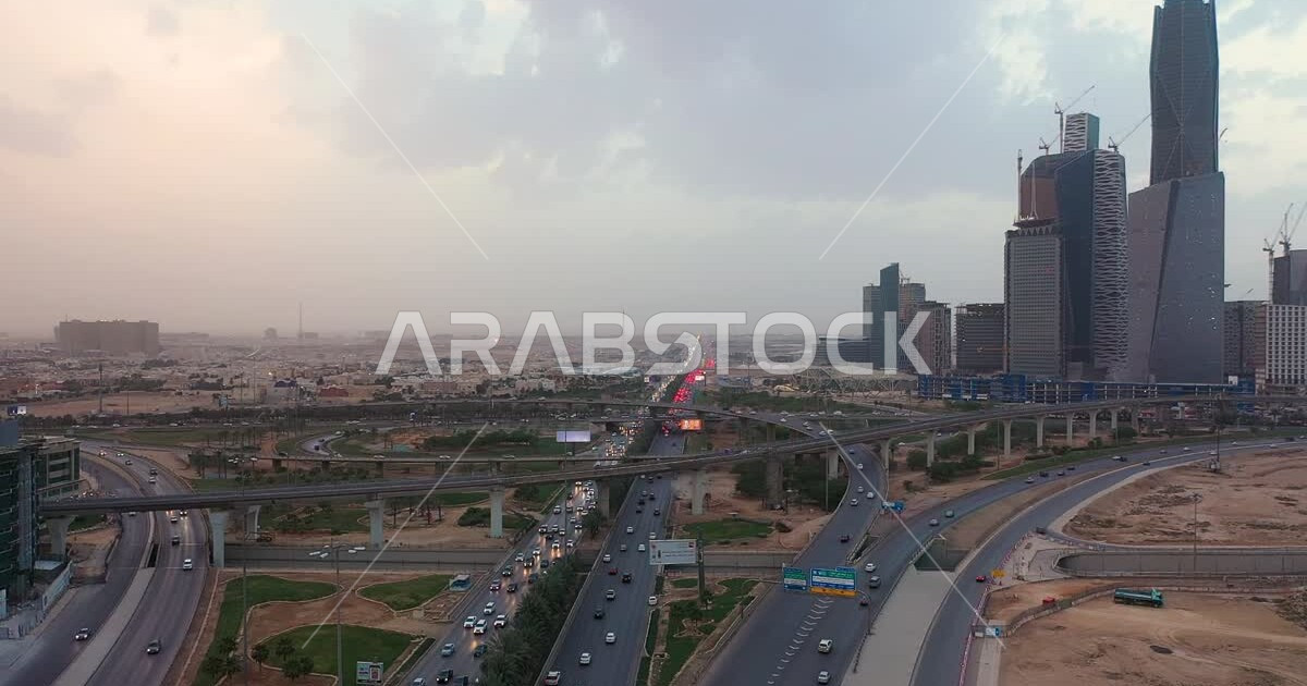 Financial and economic towers and architectural facilities, drone ...