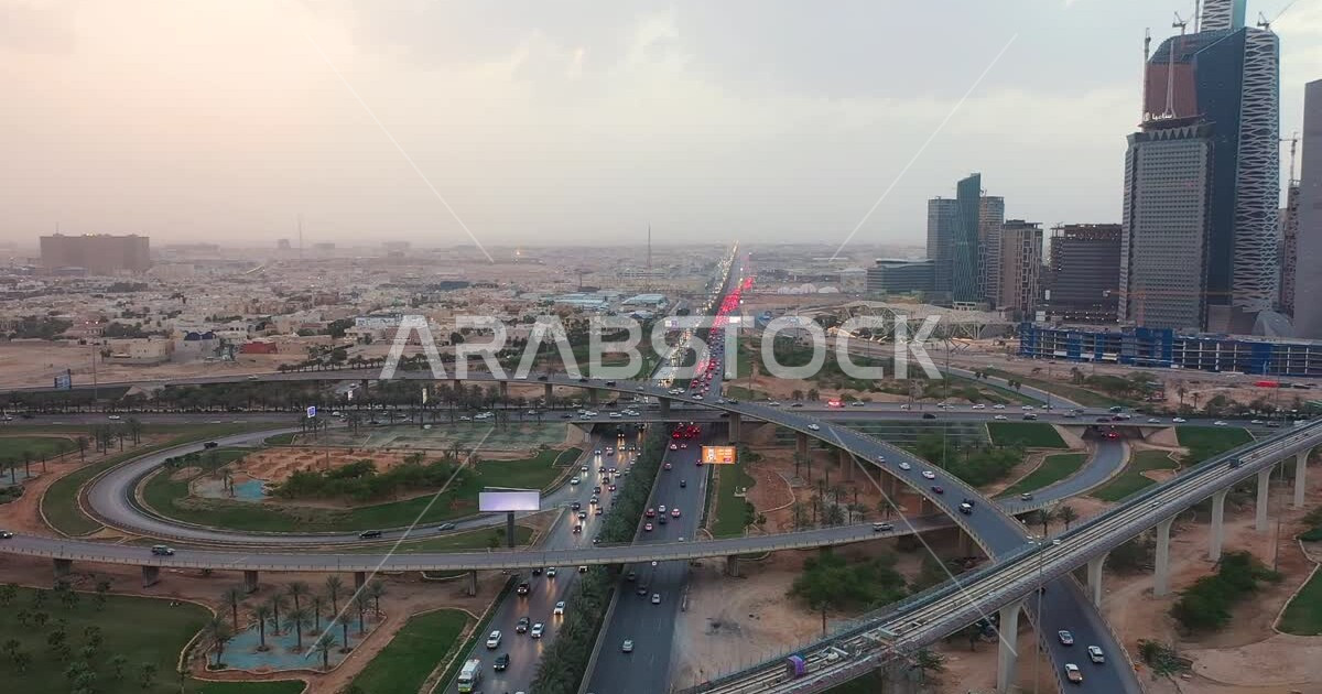 Financial and economic towers and architectural facilities, drone ...