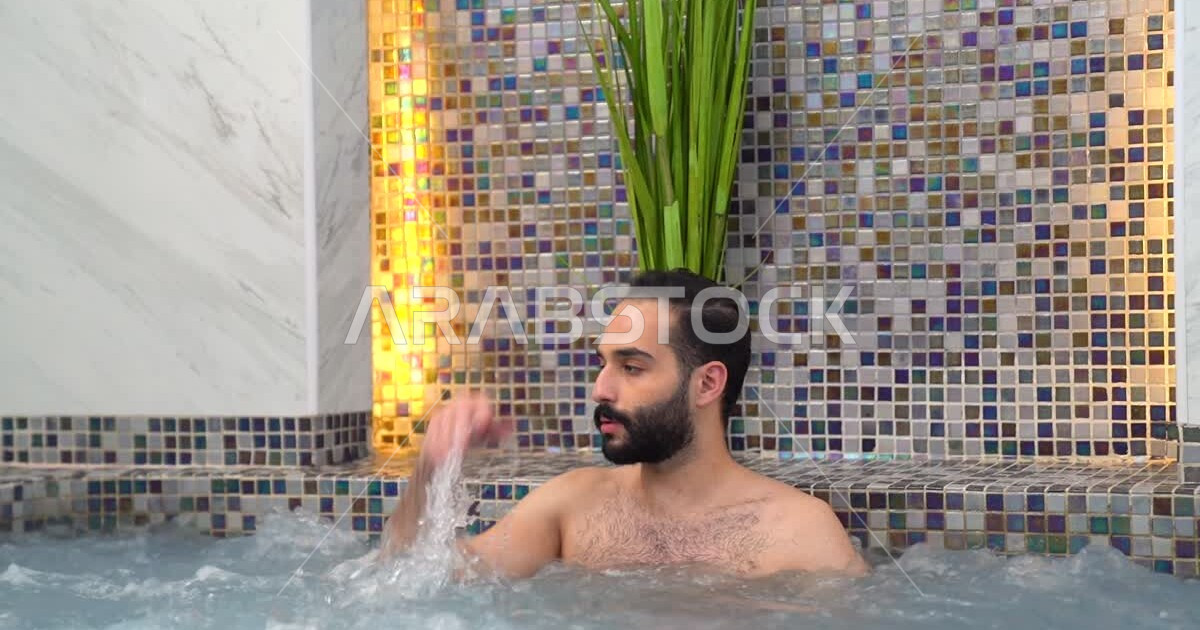 A young Saudi Arabian Gulf enjoying one of the spa centers in Saudi ...