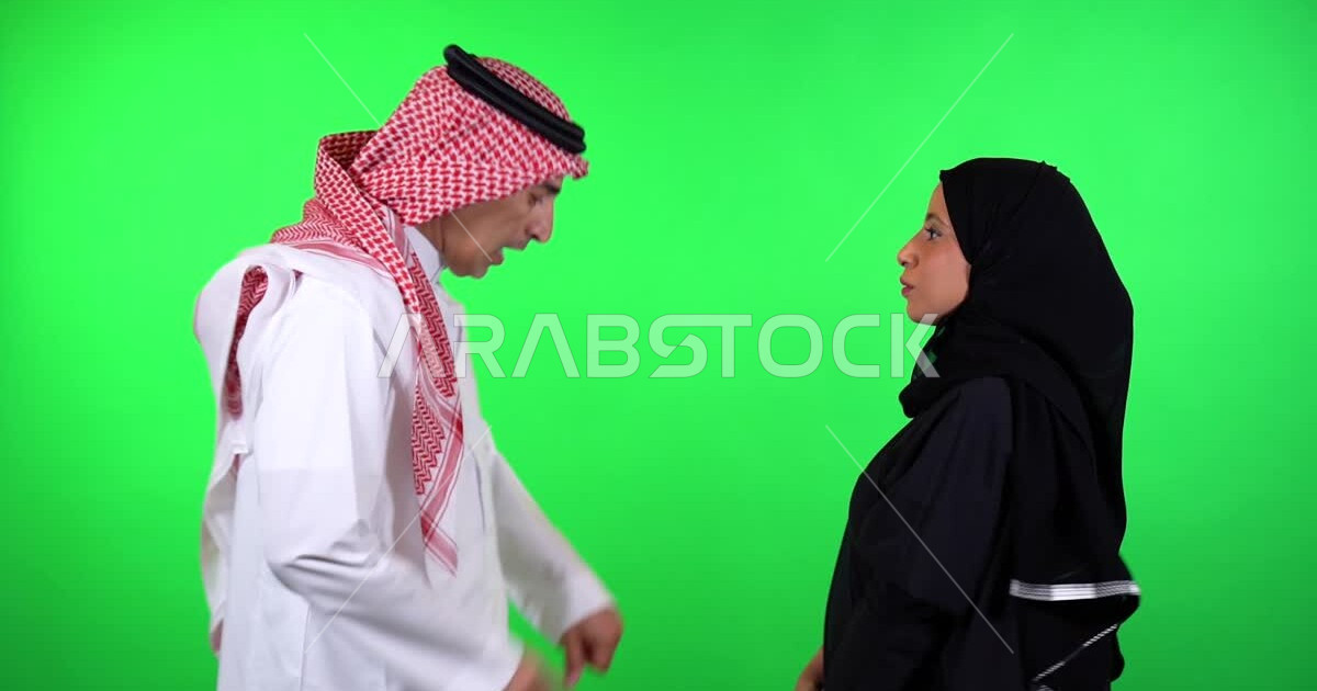 Chroma for a Saudi Arabian couple with facial and hands gestures ...