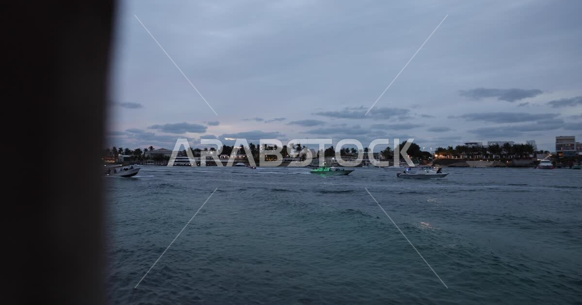 Tourist areas and places in Saudi Arabia at sunset, the waterfront on ...