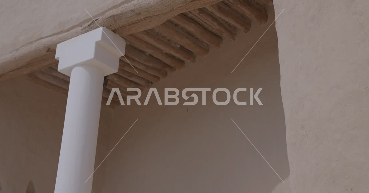 A roof made of palm fronds in a heritage house, the Day of Dina 1727 AD ...