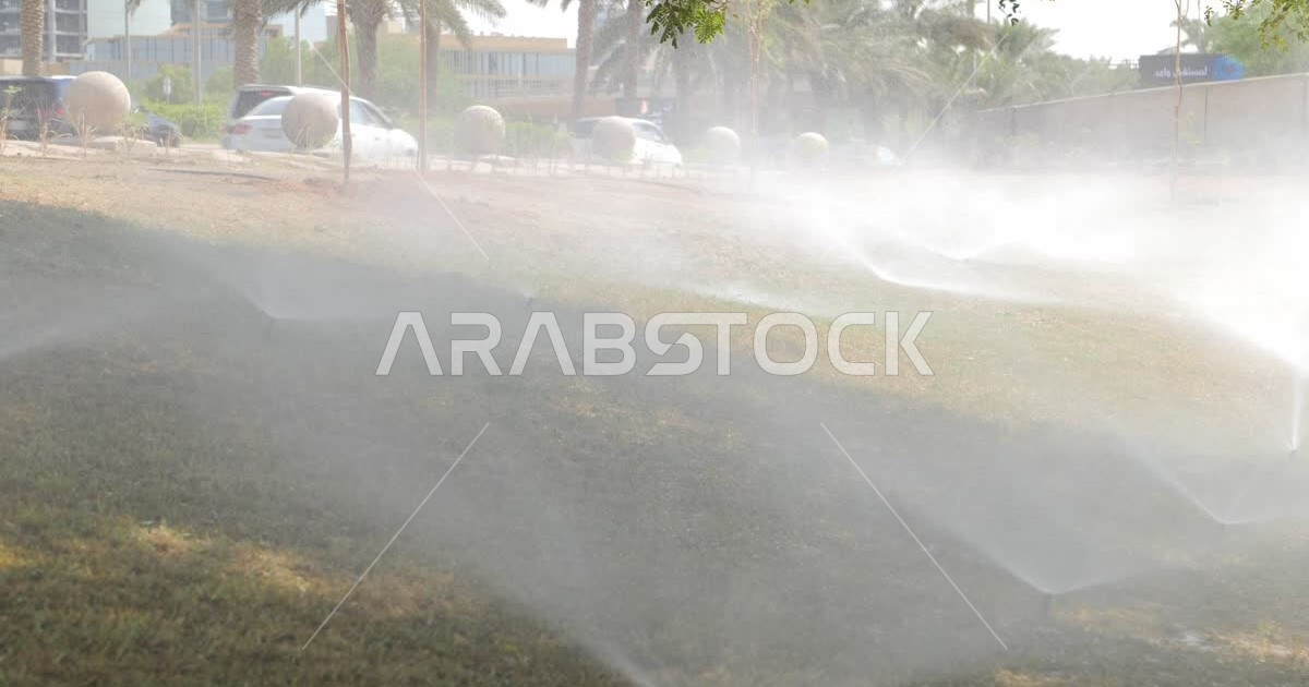 Pivot irrigation arms, the concept of sprinkler irrigation using water ...