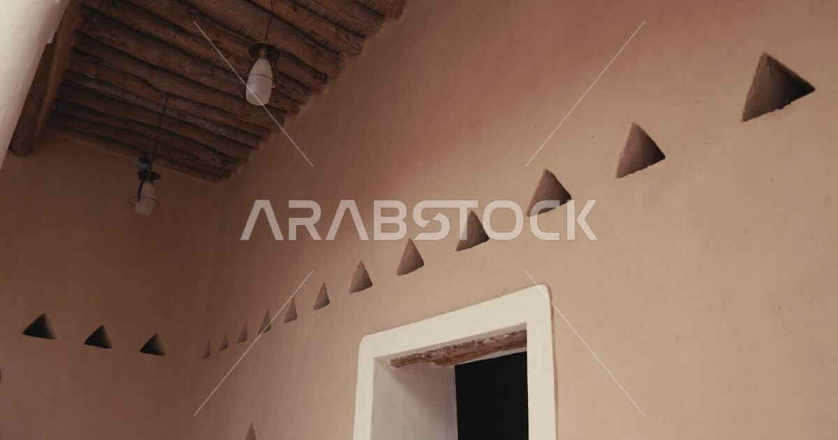 Architectural engineering art in the Najdi style, drone photography of ...