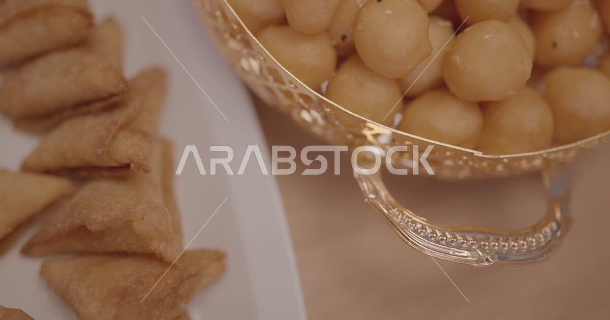 Popular Saudi Arabian appetizers and sweets, breaking the fast at the ...