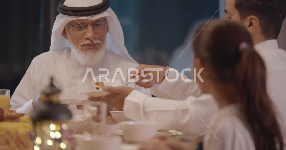 A spiritual, religious, Islamic family atmosphere, a family gathering ...