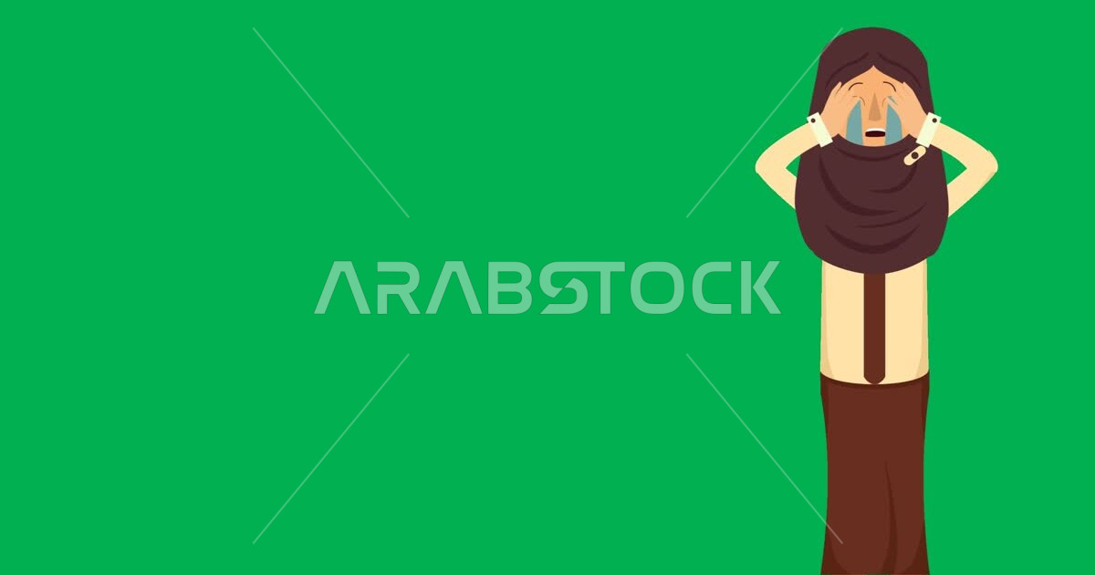 Animation of a veiled Saudi Arabian Gulf woman crying intensely ...
