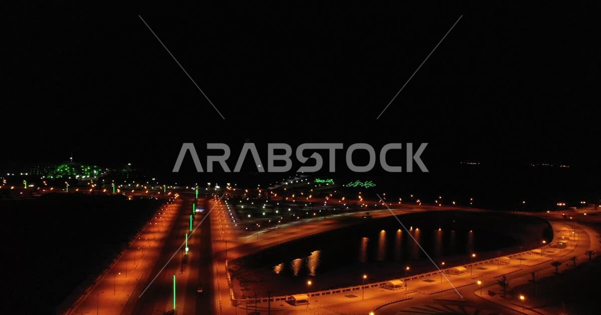 Road lighting and illumination, traffic movement on the public road ...