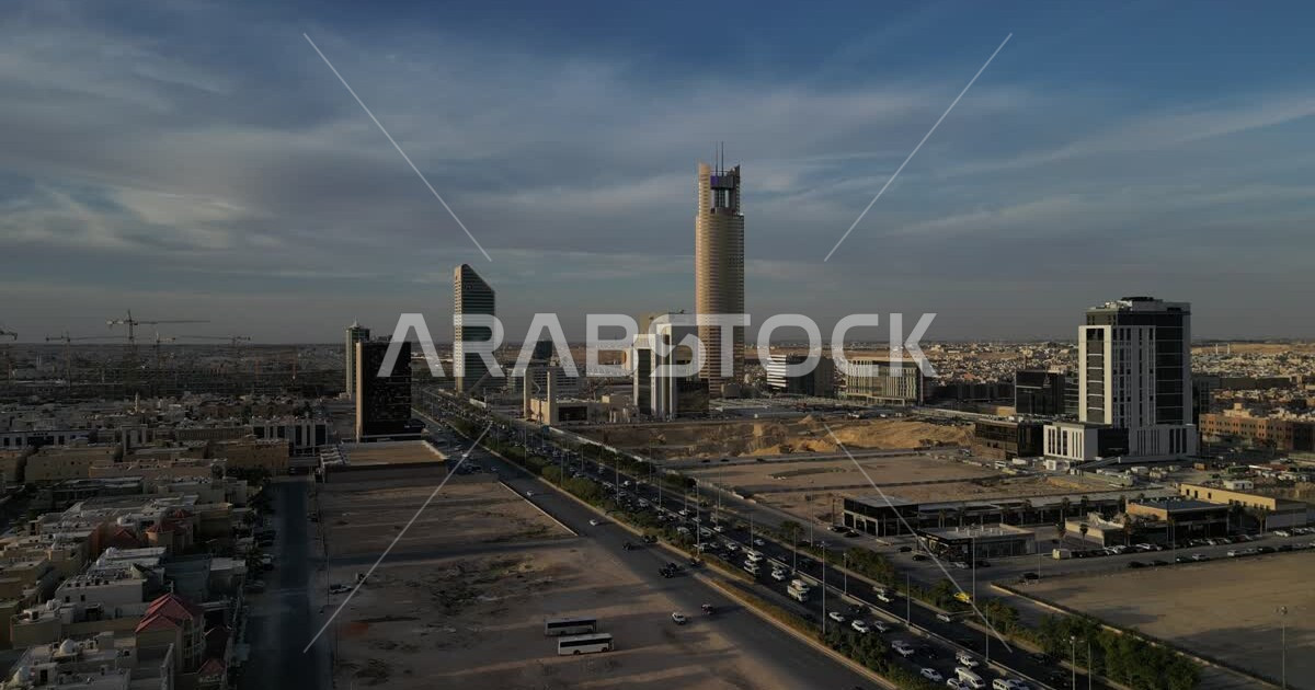 Economic and urban renaissance, drone photography of the Riyadh skyline ...