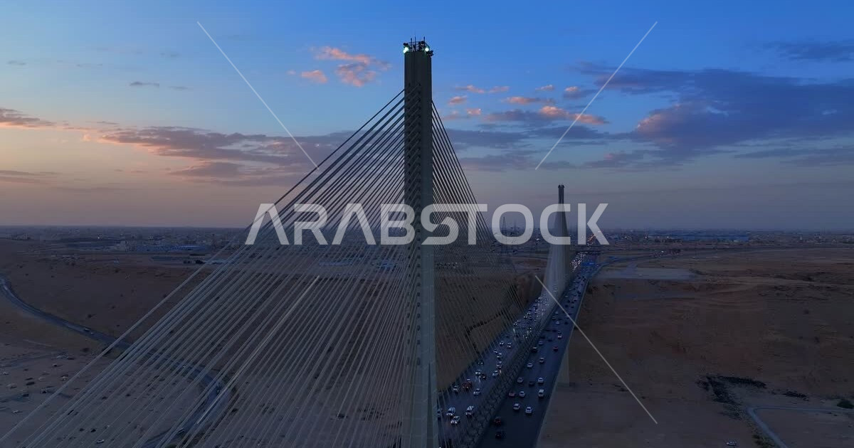 The cable-stayed suspension bridge overlooking Wadi Laban in Riyadh ...