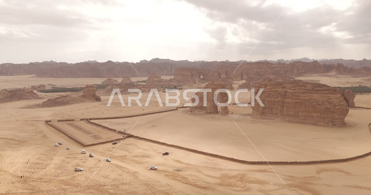 Aerial drone photography of Elephant Rock in Al-Ula Governorate, view ...