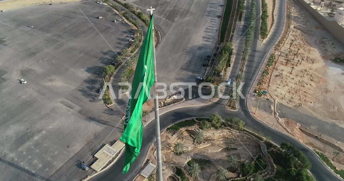The largest flagpole in King Salman Square in the Diriyah region ...