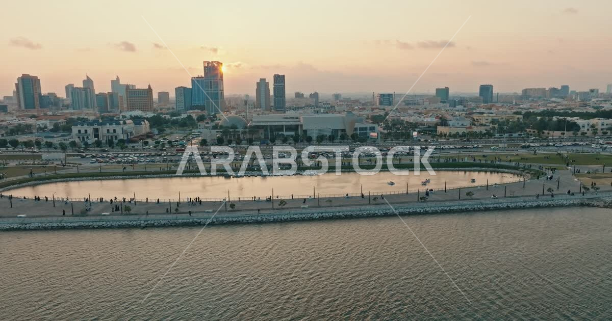 Aerial drone photography of seascapes at sunset, architectural art of ...