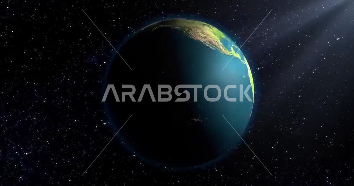3D animation of planet Earth's rotation in outer space, science fiction ...