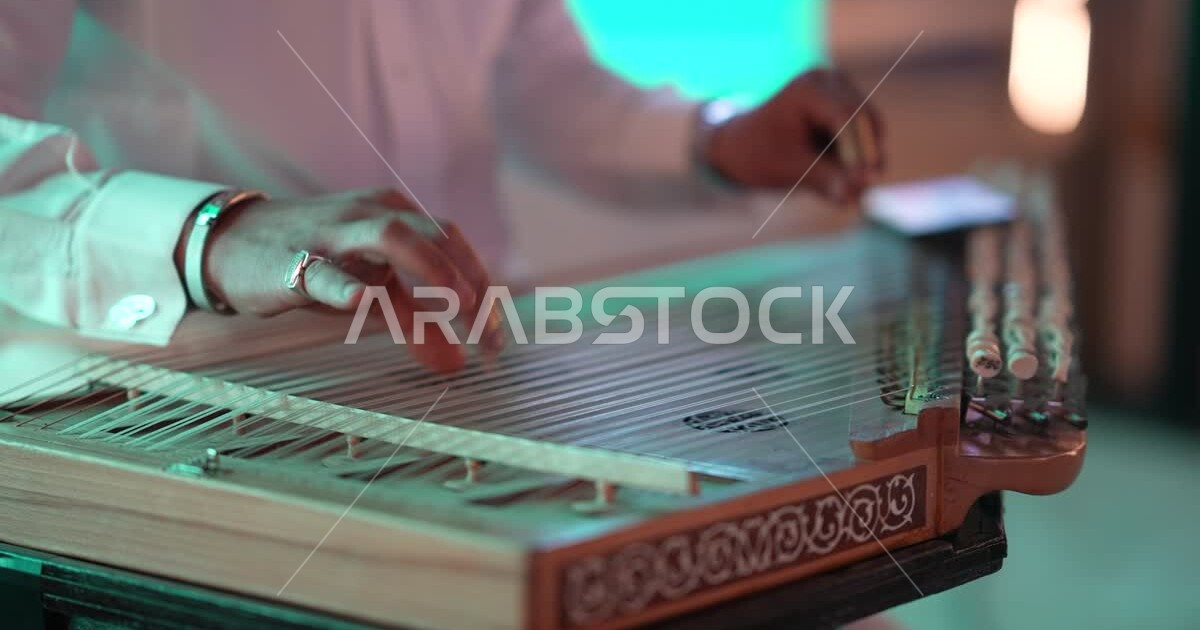 Traditional stringed musical instruments and equipment, a close-up of ...