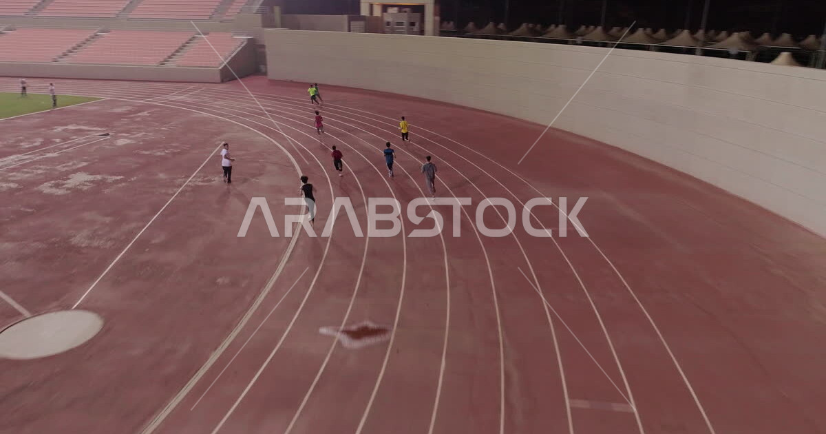 Practicing running in the stadiums of the Kingdom of Saudi Arabia ...