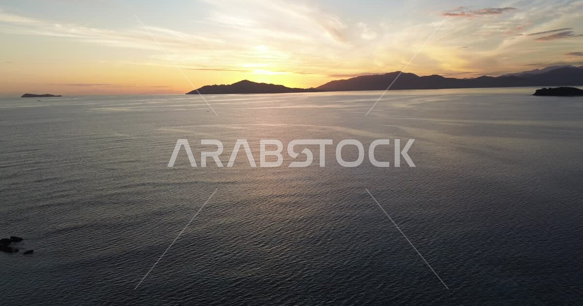 Seas, oceans and landscapes, drone photography of sea waves at sunrise ...