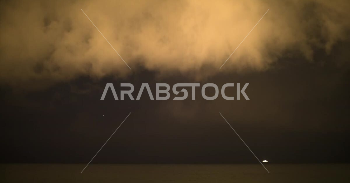 The concept of thunder, lightning and dust, a thunderstorm in the sky ...