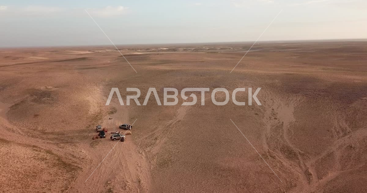 Soft golden sand, aerial photography of a racing car participating in ...