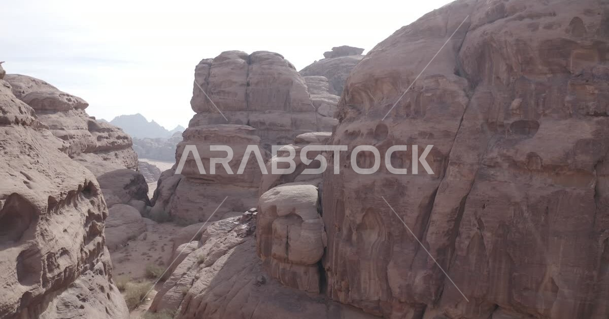 Carved mountains and mountain formations in the city of Tabuk, tourist ...