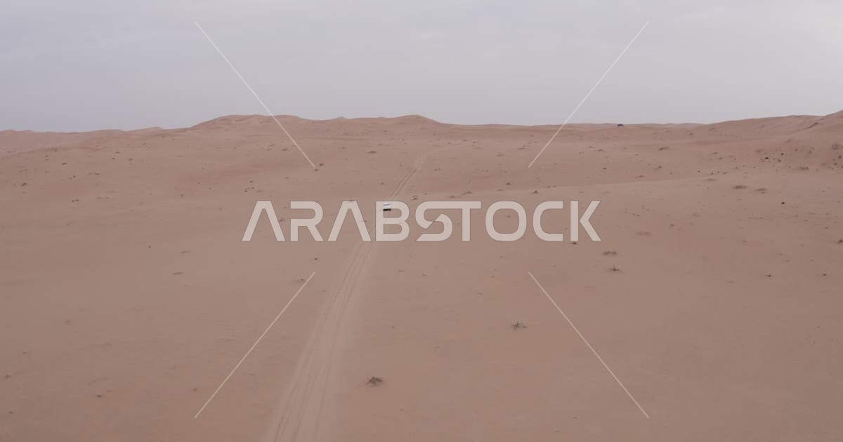 Soft golden sand in the Al-Thuwairat area, aerial photography of a ...