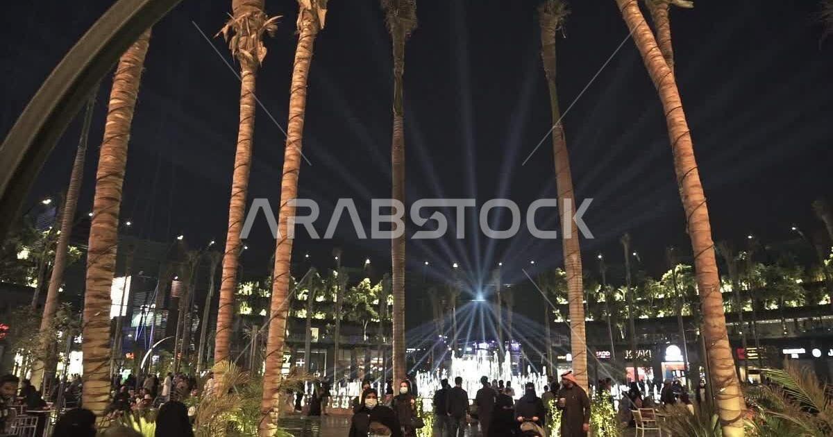 Cafes and restaurants in Saudi Arabia, planting green plants and palm ...