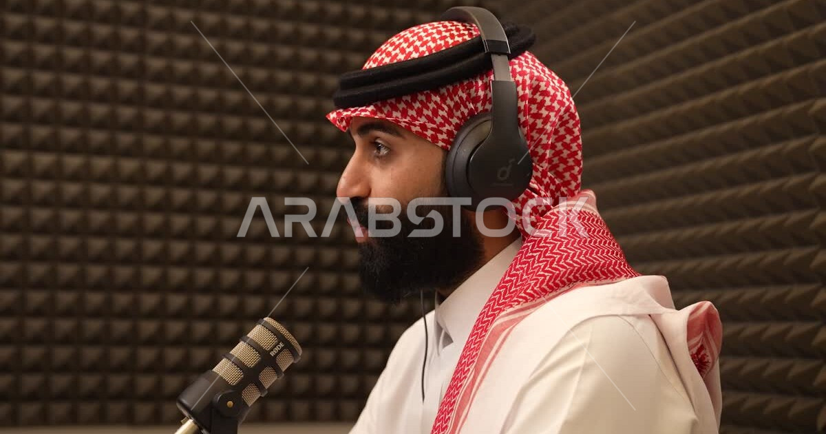 Conducting a live audio broadcast (podcast) via social media programs ...
