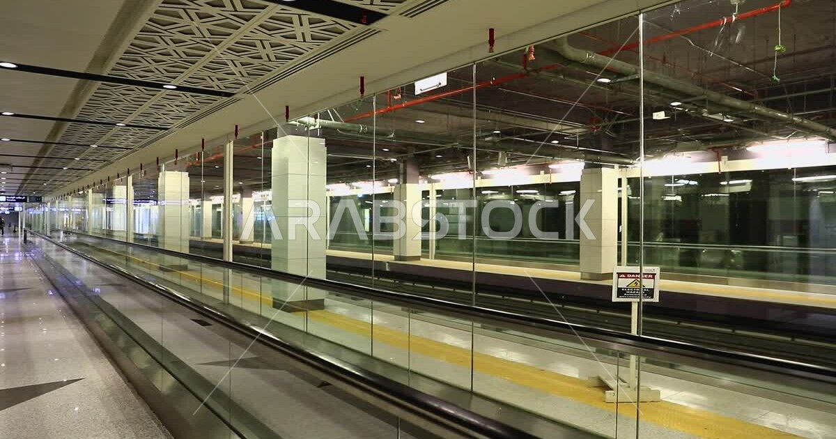 Illuminated electronic panels inside passenger reception halls ...